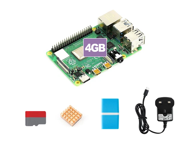 RASPBERRY PI 4 Model B Starter Kit Micro SD Card Waveshare accessory ...