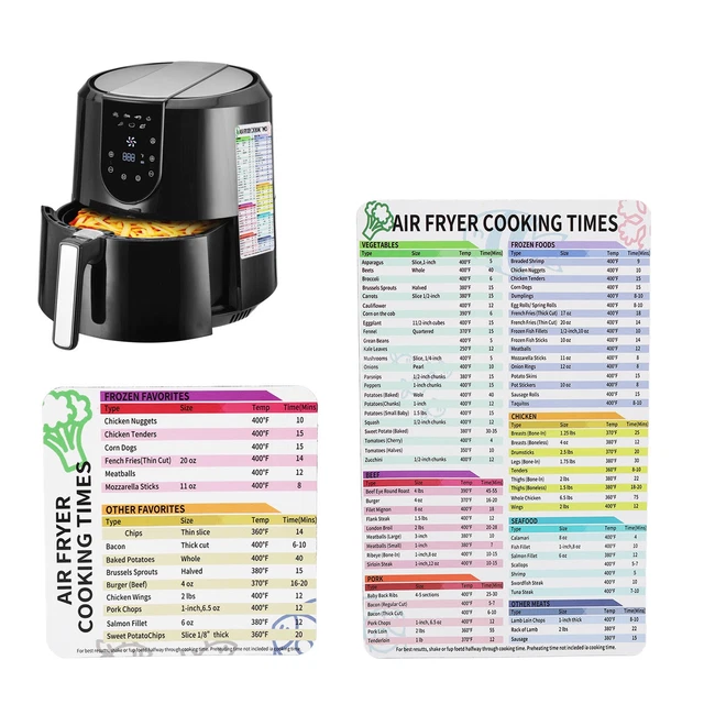 Fryer Cooking Times Chart Fryer Magnetic Cheat Sheet Cooking Frying