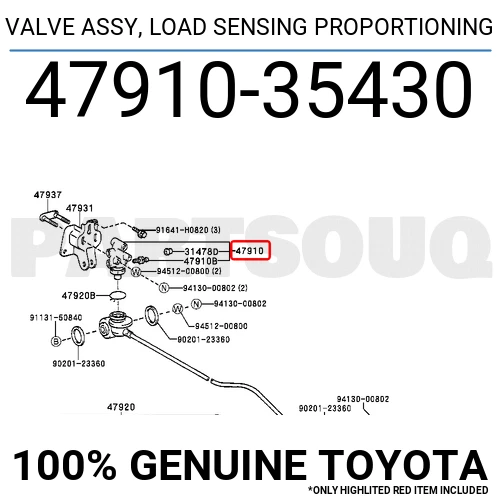 4791025260 GENUINE TOYOTA VALVE ASSY, LOAD SENSING PROPORTIONING 47910 ...