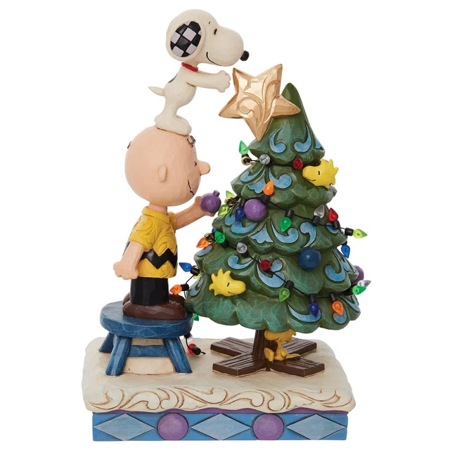 PEANUTS JIM SHORE Charlie Brown, Snoopy and Woodstock Decorate the Tree ...