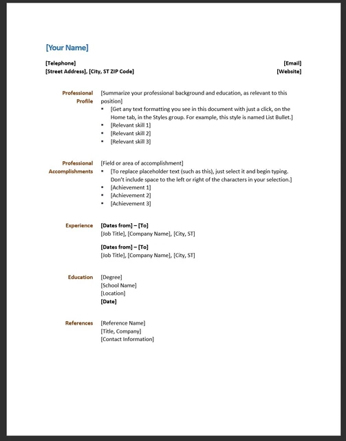 CV TEMPLATE In English Resume Template Easy To Edit Template In Word 5 