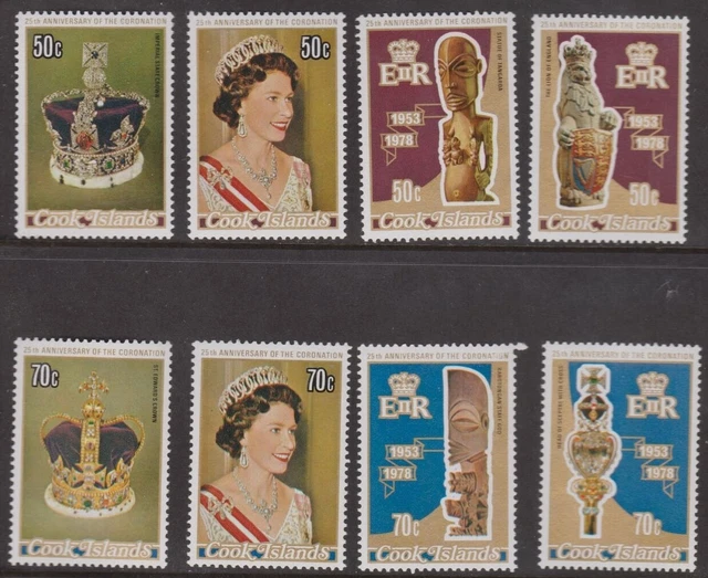COOK ISLANDS 1978 - 25th Anniv Queen Elizabeth II Coronation - Set of 8 ...