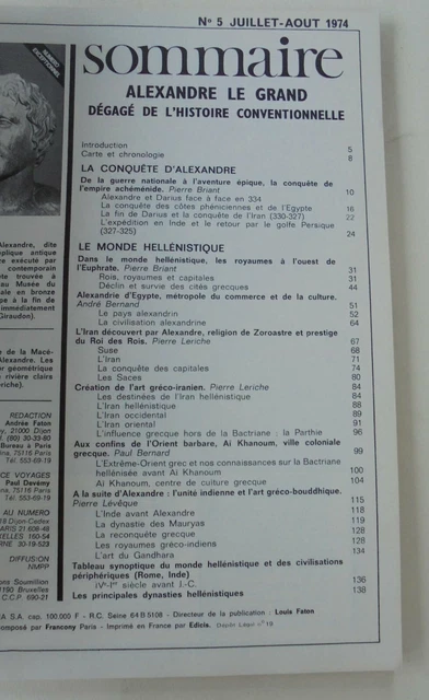 LES DOSSIERS DE L'ARCHEOLOGIE N°5 - 1974 ALEXANDRE LE GRAND Vérité et Légende EUR 5,00 - PicClick FR