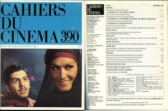 CAHIERS DU CINÉMA N°390- Chahine/Doillon/Piccoli/Carax/Depardieu.. décembre 1986 EUR 5,00 ...