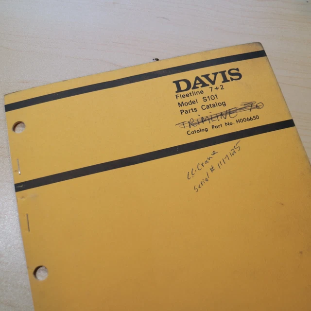 CASE DAVIS FLEETLINE 7+2 S101 Trencher Parts Manual book catalog spare ...