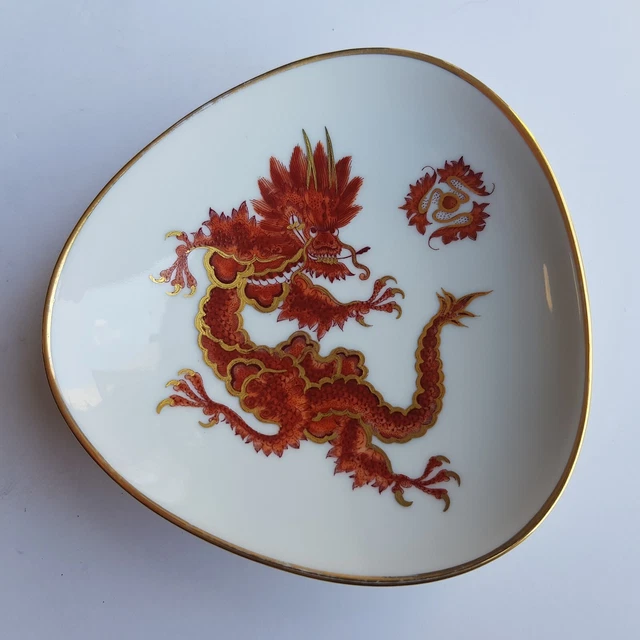 PORCELAIN PM&M GERMANY dish Chinese Dragon triangle #6711 hand painted ...