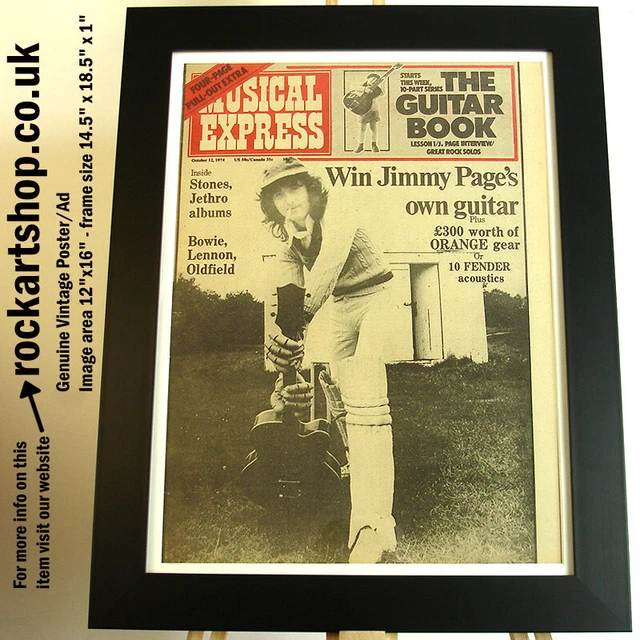 LED ZEPPELIN 1974 Jimmy Page NME Magazine Cover Poster FRAMED Robert Plant WORLD EUR 85,77 ...