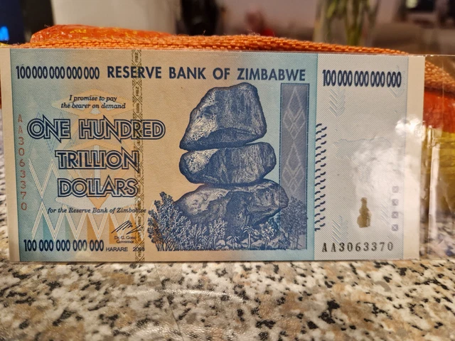 ZIMBABWE 100 TRILLION dollars banknote genuine EUR 98,69 - PicClick DE
