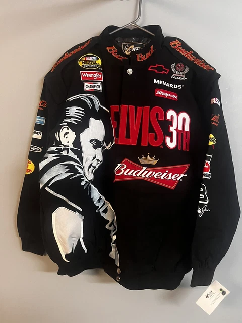 VINTAGE NASCAR CHASE Authentic Racing Jacket Elvis Budweiser Dale ...
