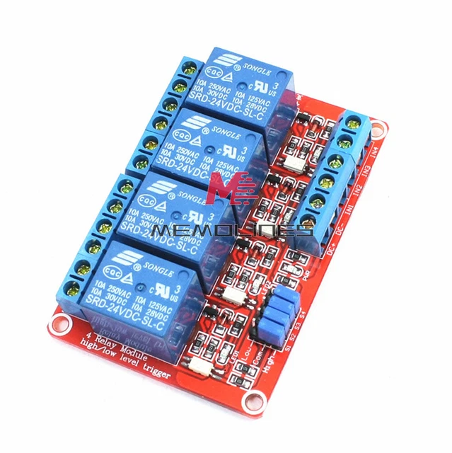 24V 4 CHANNEL Relay Module With OPTO-Isolated High and Low Level ...