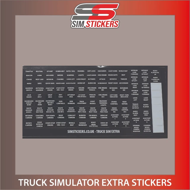 BLACK EXTRA STICKERS for Truck Simulator Wheel/Button Box ET2/ETS £7.00 ...