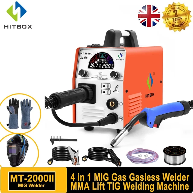 HITBOX 4IN1 MIG Welding Machine Gas Gasless 200Amp Inverter IGBT ARC ...