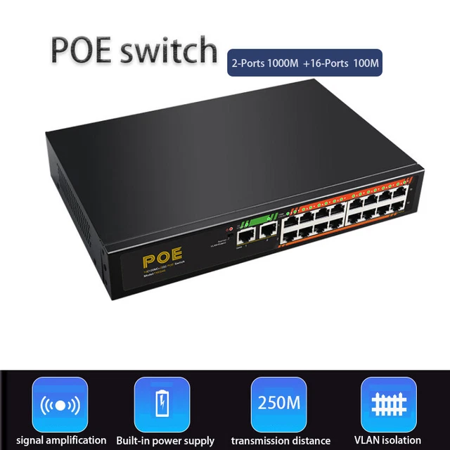 INTERNET SPLITTER RJ45 switch POE switch RJ45 Hub 2-Ports 1000M+16 ...