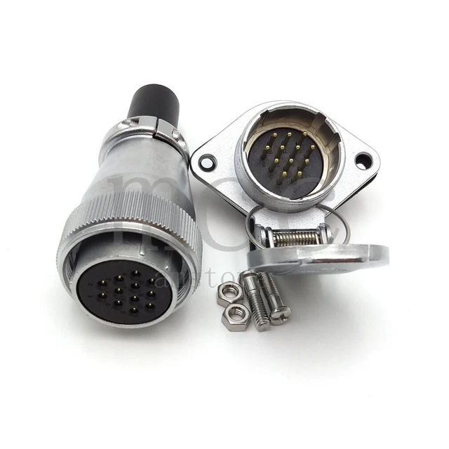 WEIPU WS28 12PIN Aviation Plug 28mm Metal Male+Female Panel Cable ...