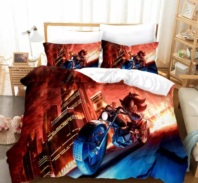 Sonic The Hedgehog Bike Speed Single Double Queen King Bed Quilt Cover