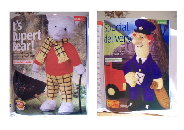 KNITTING PATTERN ALAN Dart Postman Pat / Rupert the bear Knitting ...