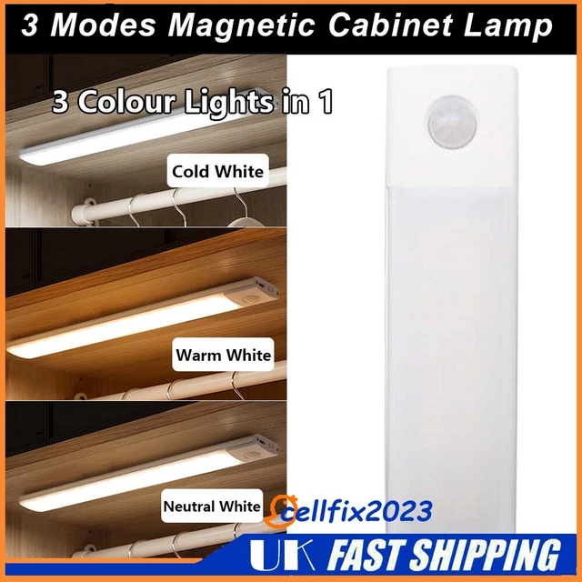 10CM RECHARGEABLE LED PIR Motion Sliver Light Strip Wireless Cabinet ...