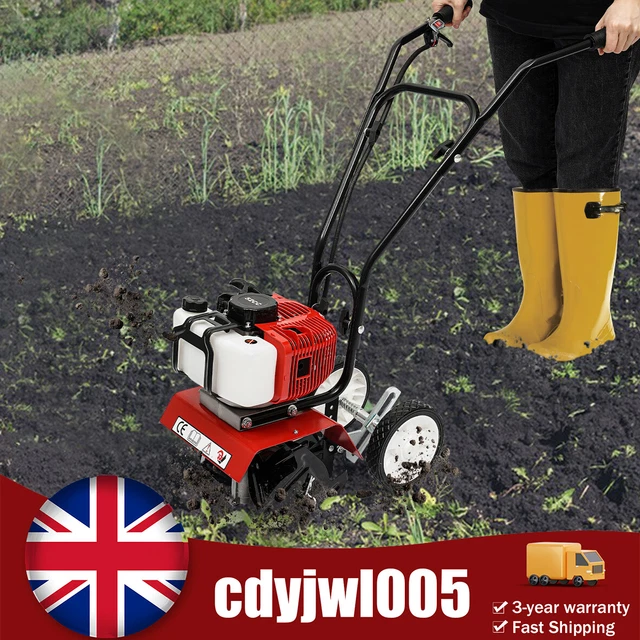 GARDEN TILLER 52CC Petrol Engine 1900W 2 Stroke Lawn Cultivator ...
