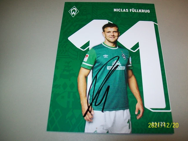 WERDER BREMEN AUTOGRAMMKARTE Niclas Füllkrug Saison 21/22 Original Signiert EUR 3,00 - PicClick DE