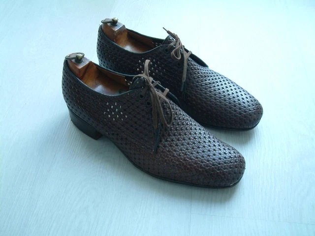 1960'S MOD SHOES..UK 6.5..MADE IN ENGLAND..ALL LEATHER..PERFORATED..MOD ...