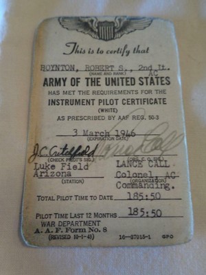 WW2 USAAF INSTRUMENT Flying Certificate - Aaf Form #8 - 3/March/1946 £ ...