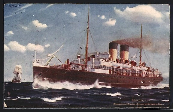 KÜNSTLER-AK STEAMER SS Scotia running between England and Ireland £6.01 ...