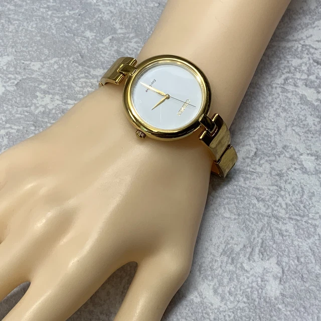 CITIZEN ECO DRIVE solar powered gold tone watch white face no numbers ...