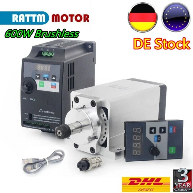CNC BRUSHLESS SPINDLE motor kit 600W Square spindle ER11+DBD600M2 BLDC ...