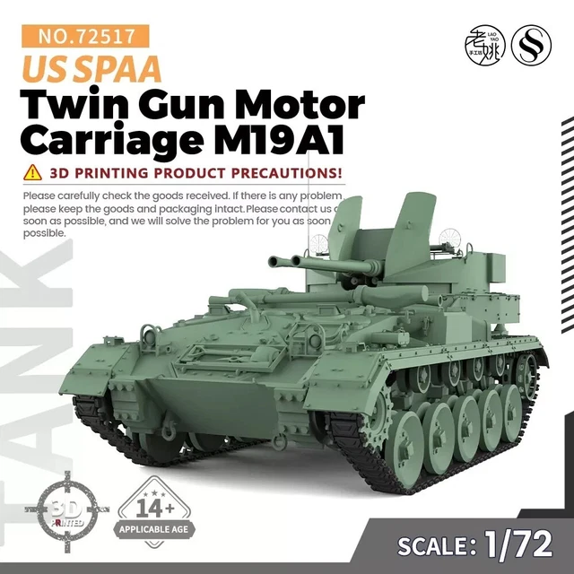 SSMODEL 72517 1/72 US Twin Gun Motor Carriage M19A1 SPAA 3D top Kit OVP ...