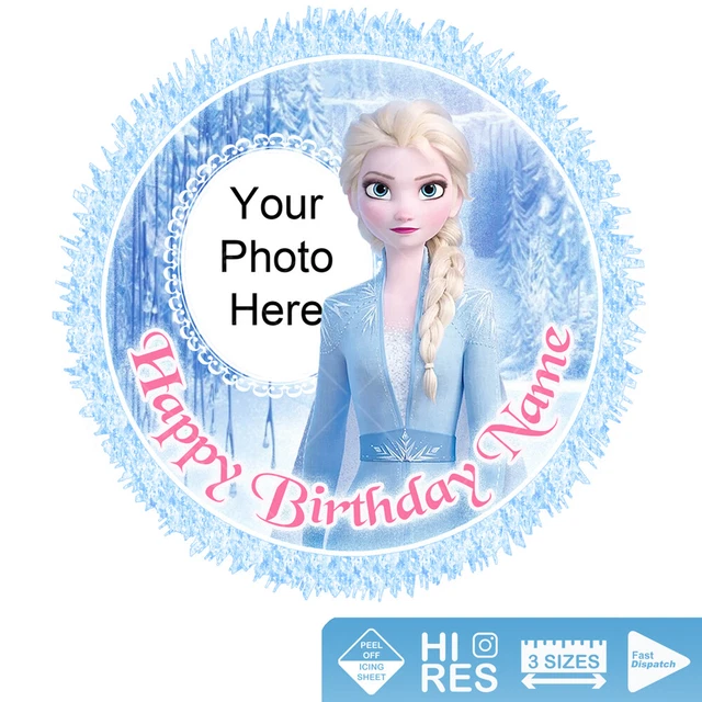 FROZEN ELSA BIRTHDAY Cake Topper Personalised Edible Icing Round £13.67 ...