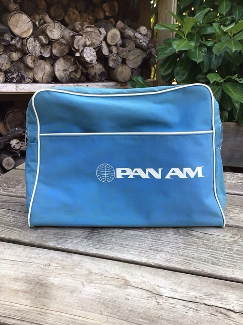 VINTAGE RETRO 1970'S Pan Am Airlines Blue Cotton Canvas Flight Shoulder ...