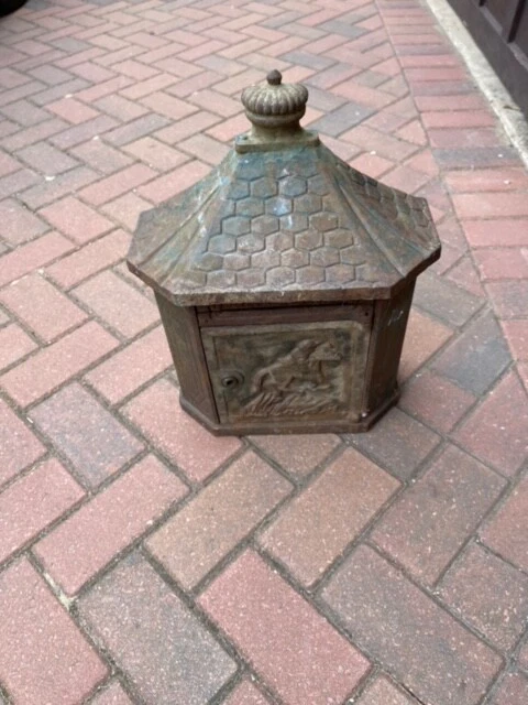ANTIQUE CAST IRON Victorian letter box with horse jumping scene £35.00 ...
