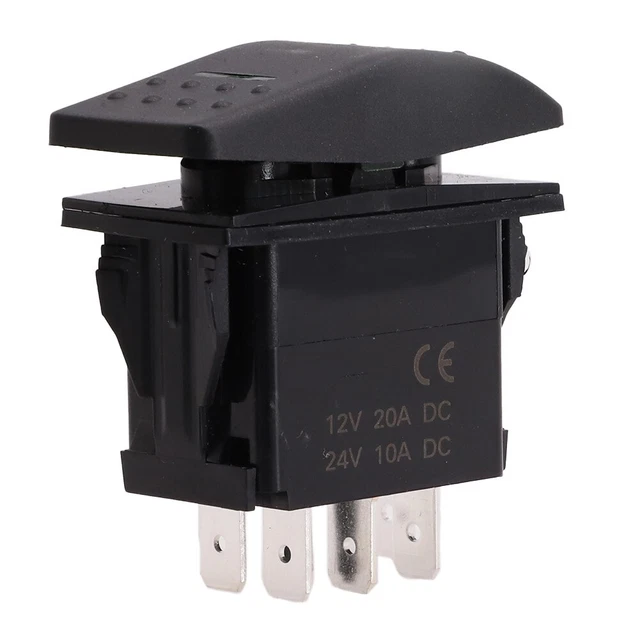 MOMENTARY ROCKER SWITCH Toggle On/Off/On 12V/20A 7Pin DPDT Green LED ...