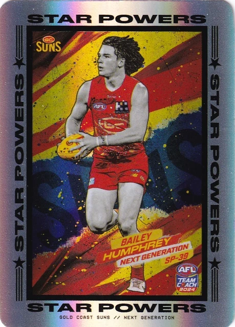 AFL 2024 TEAMCOACH Gold Coast Suns - Bailey Humphrey Star Powers Card ...