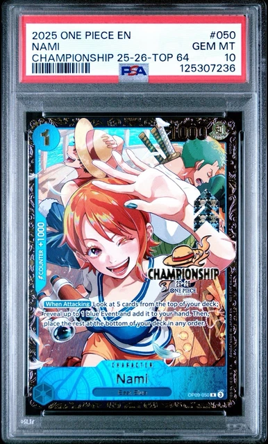 ONE PIECE TCG Championship 2025-26 Nami Top 64 Prize PSA 10 £1,092.98 ...