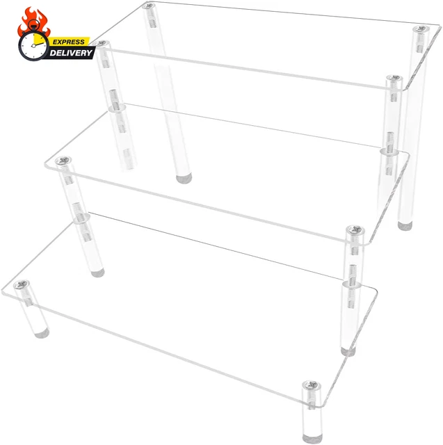 ACRYLIC DISPLAY RISERS,CLEAR Display Risers Stand Small Mini Shelf 3 ...