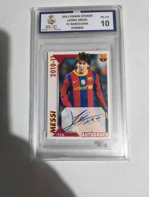 2010 - 11 Panini Barcelona Stickers Lionel Messi Auto Autografo #119 ...