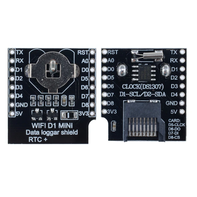 WEMOS D1 MINI Data Logger Shield RTC DS1307 Clock for Arduino Raspberry ...