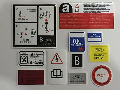 FORD FIESTA XR2 Later Spec, Engine Bay Decals - best and cheapest £13. ...