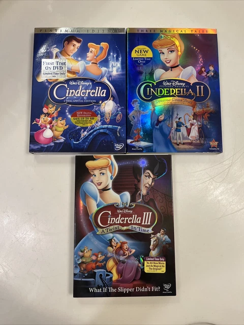WALT DISNEY DVD Movie Lot of 4 Cinderella 1 & 2, Alice, Loin King 2 ...