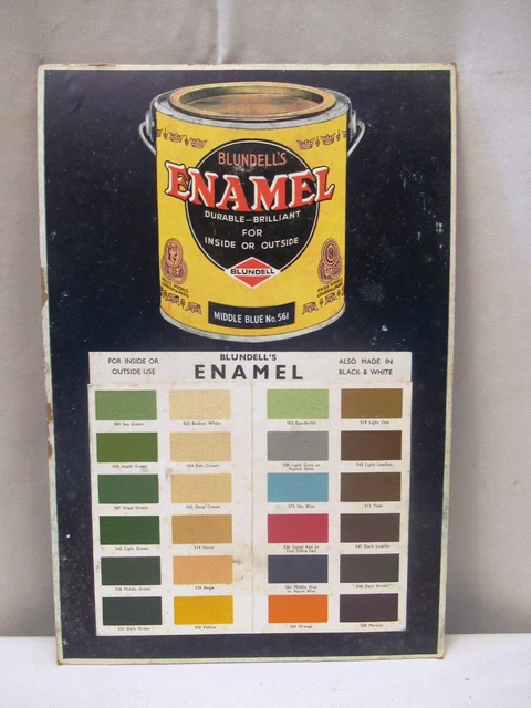 ANTIQUE BLUNDELL'S ENAMEL Paint Sign Board Advertising Cardboard Shade ...