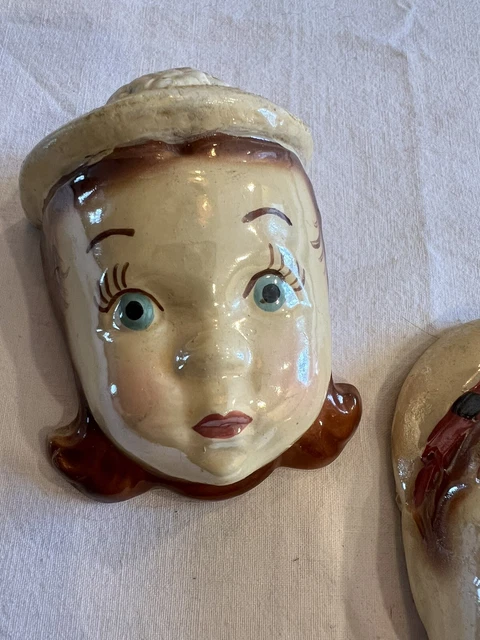 VINTAGE KITCH CHALKWARE Wall Hanging Girl and Boy RARE Chalk Ware $40. ...