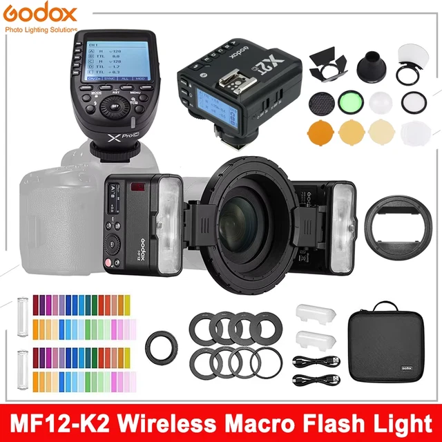 GODOX MF12 MF12-K2 Flash TTL Macro Speedlite Flash 2.4 GHz Wireless ...