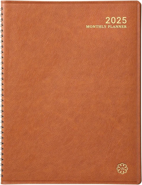 MONTHLY PLANNER JAN-DEC 2025 Twin-Wire Organizer Leather Cover Planner ...