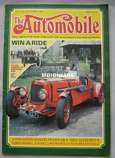 THE AUTOMOBILE 10/1985 featuring Aston Martin, Calthorpe, Delaunay ...