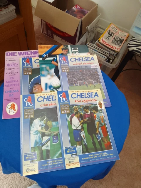 CHELSEA X 4 Home & x 2 Away 1994/1995 ECWC Programmes All Listed Inc ...