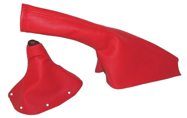 Red Stitching Car Accessories Black Alcantara Suede Shift & E-Brake ...