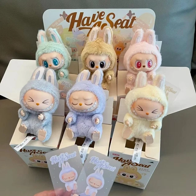 POP MART LABUBU Sitting Posture Heartbeat Macaron Blind Box Plush Doll ...