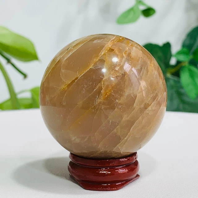 185G NATURAL ORANGE Moonstone Quartz Ball Crystal Sphere Meditation ...
