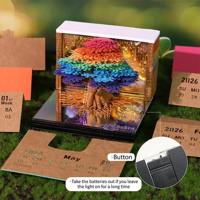 NEW-CHRISTMAS 3D MEMO Pad Paper Tree of Life 3D Art Pad With Note Craft ...